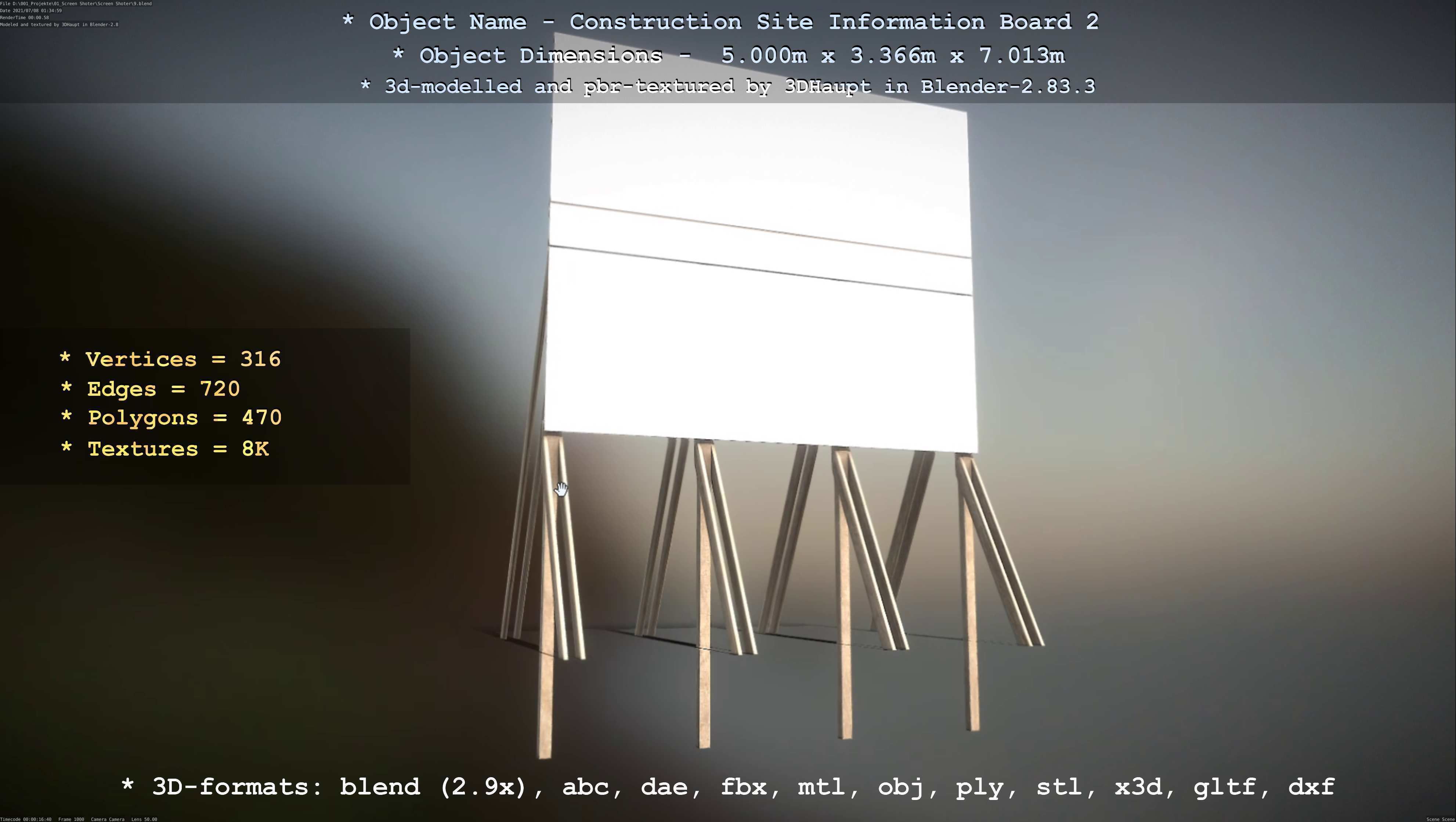 3D model Construction Site Information Board 2 VR / AR / low-poly ...