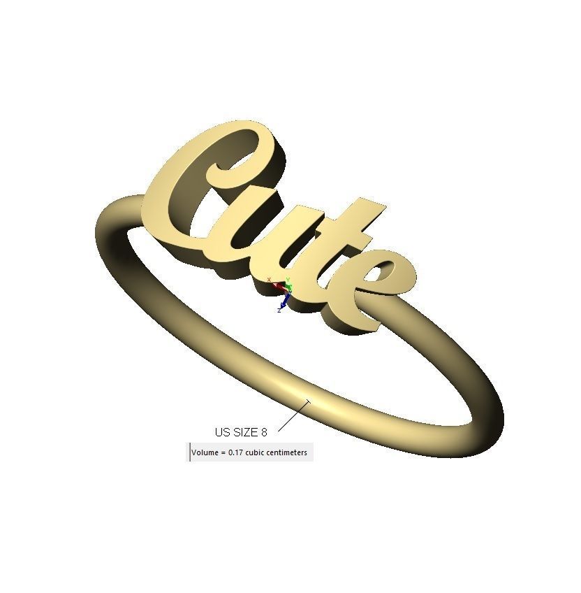 Cute name ring US sizes 6 7 8 3D model 3D printable | CGTrader