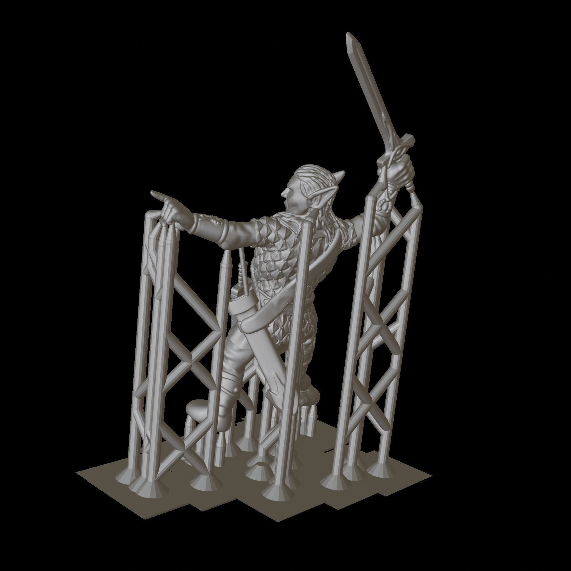 High elf paladin RPG Miniature - pre-supported STL 3D model 3D ...