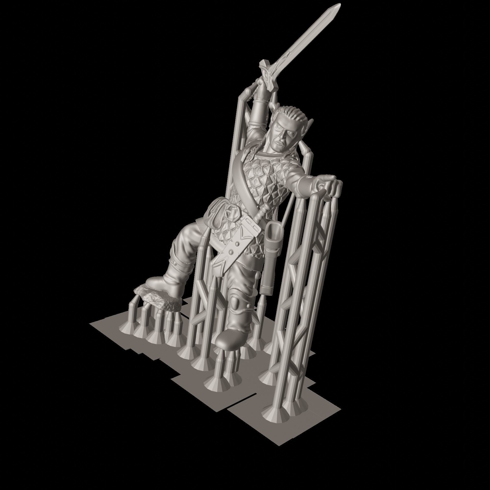 High elf paladin RPG Miniature - pre-supported STL 3D model 3D ...