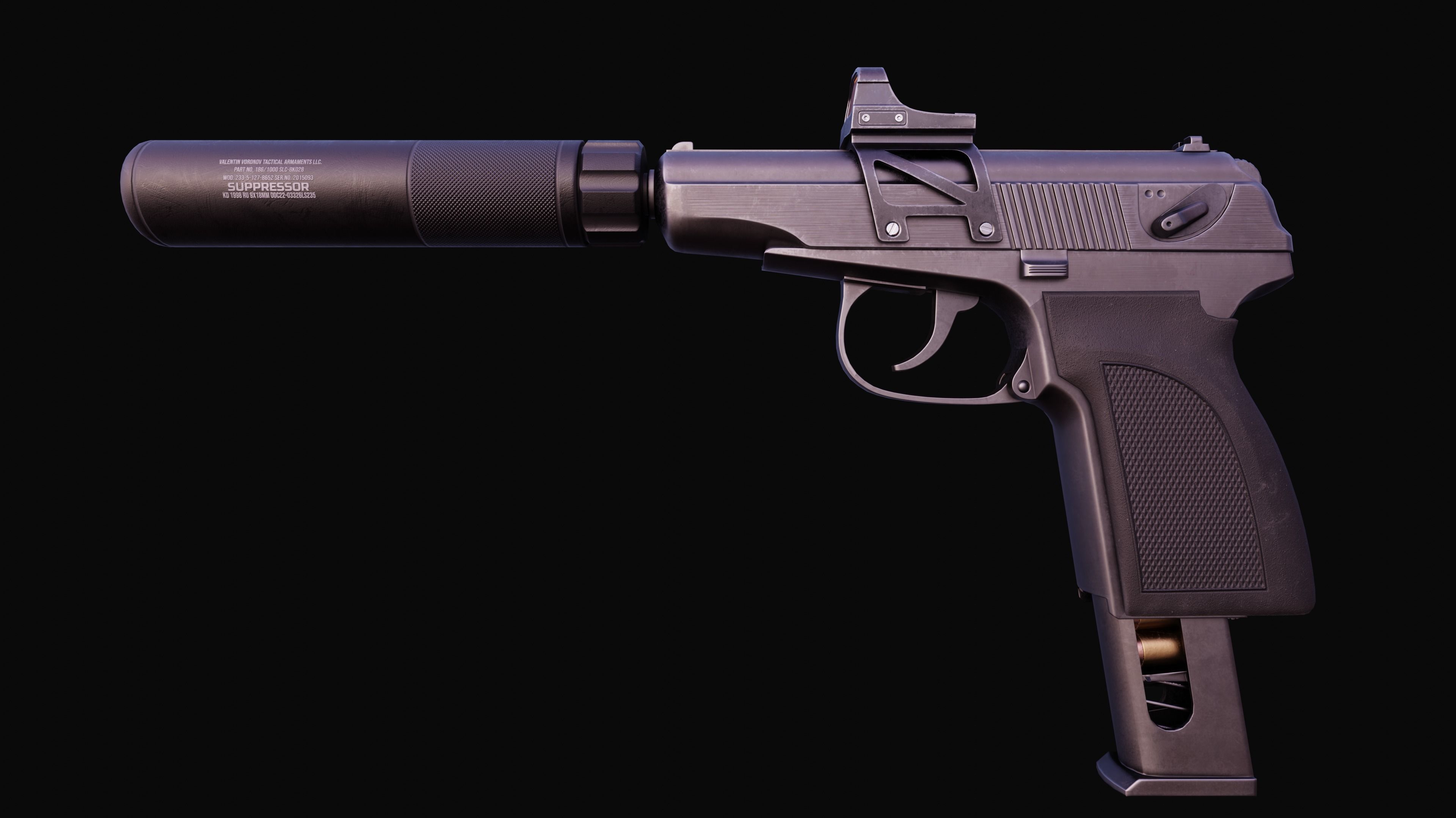 Lowpoly Game-Ready Makarov-pm 4K PBR textures Model free VR / AR / low ...