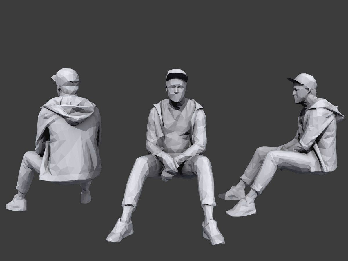 3D model Lowpoly People Sitting Pack Volume 8 VR / AR / low-poly | CGTrader