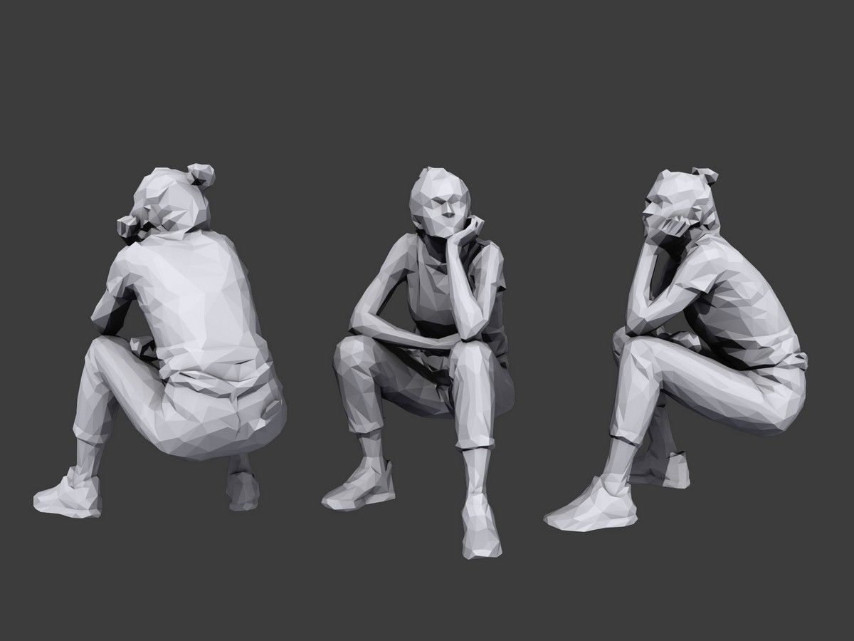 3D model Lowpoly People Sitting Pack Volume 8 VR / AR / low-poly | CGTrader