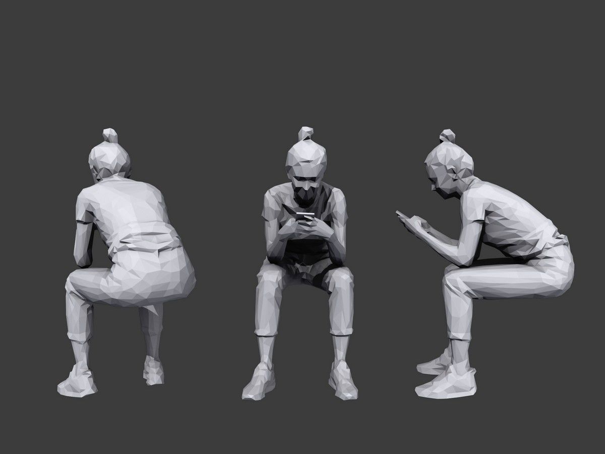 3D model Lowpoly People Sitting Pack Volume 8 VR / AR / low-poly | CGTrader