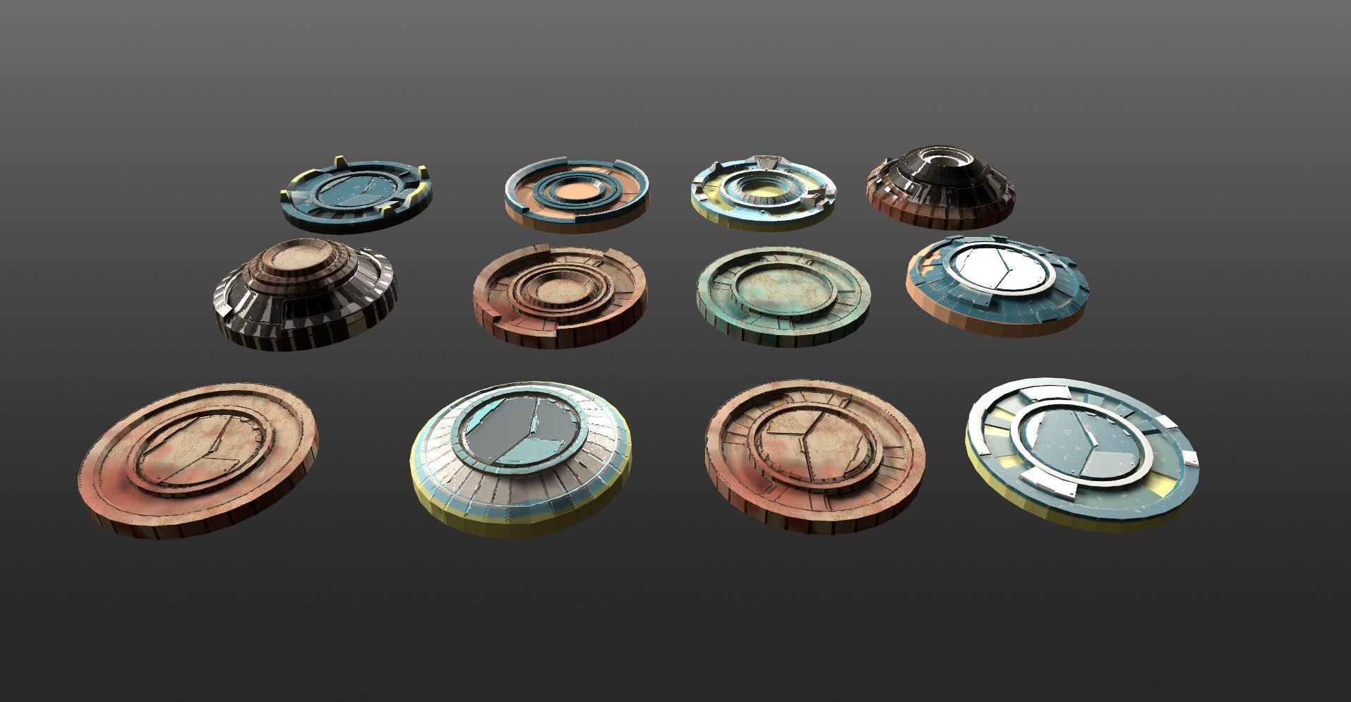 3D model Mech HUD COMPONENTS KITBASH display stand base VR / AR / low ...