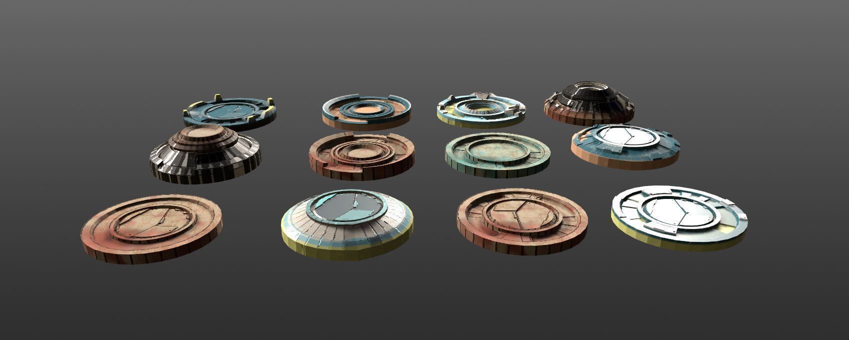 3D model Mech HUD COMPONENTS KITBASH display stand base VR / AR / low ...