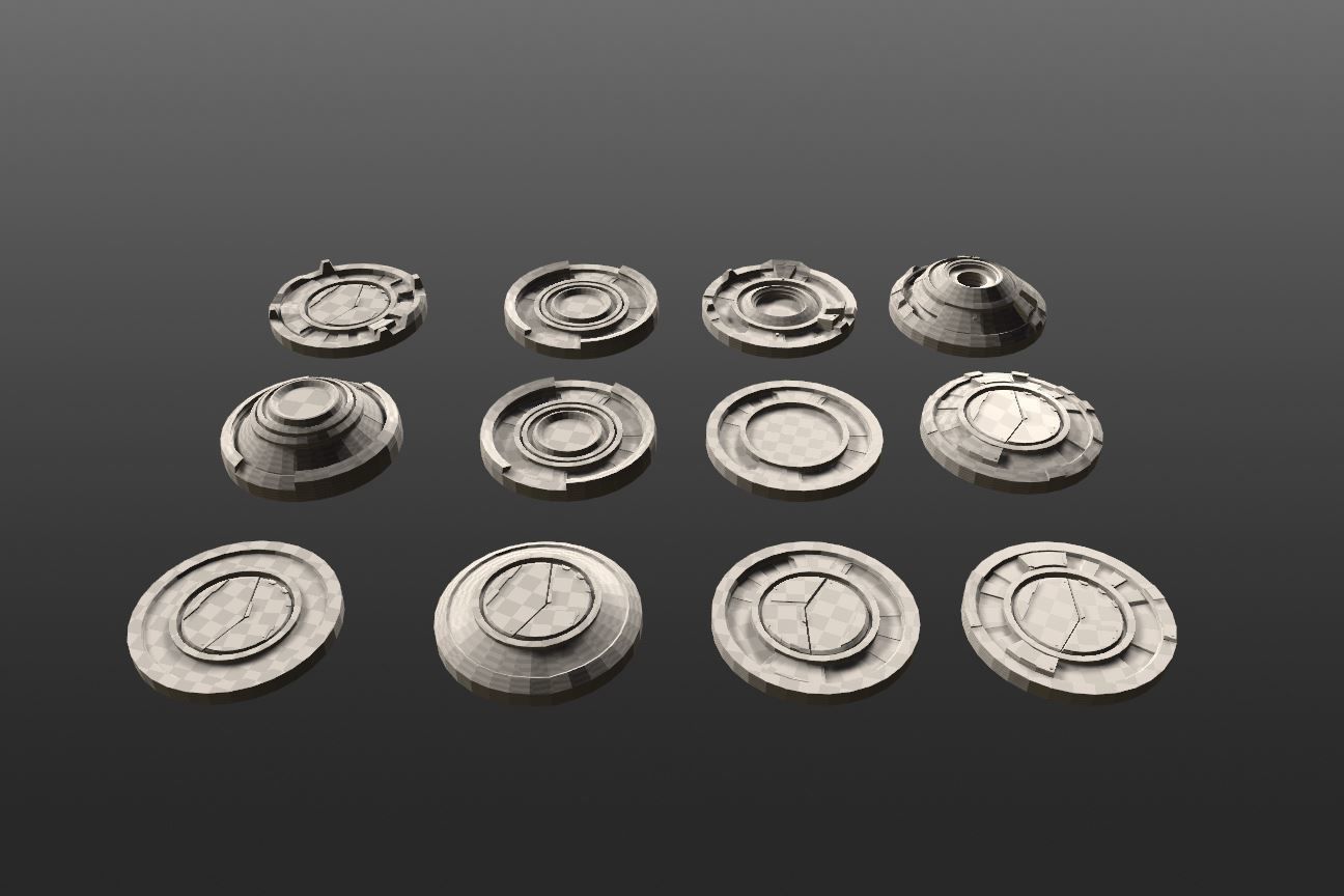 3D model Mech HUD COMPONENTS KITBASH display stand base VR / AR / low ...