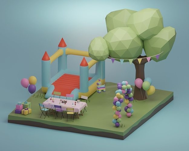 3D model Birthday party VR / AR / low-poly | CGTrader