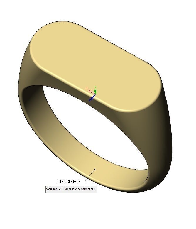 15x7mm slot shaped signet US size 5to11 3D model 3D printable | CGTrader