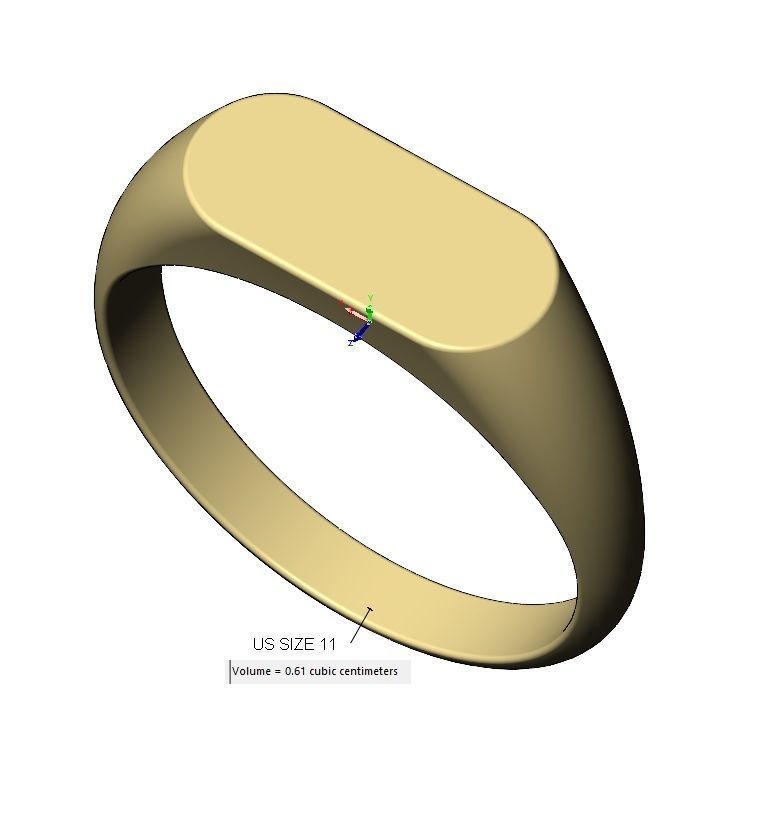 15x7mm slot shaped signet US size 5to11 3D model 3D printable | CGTrader