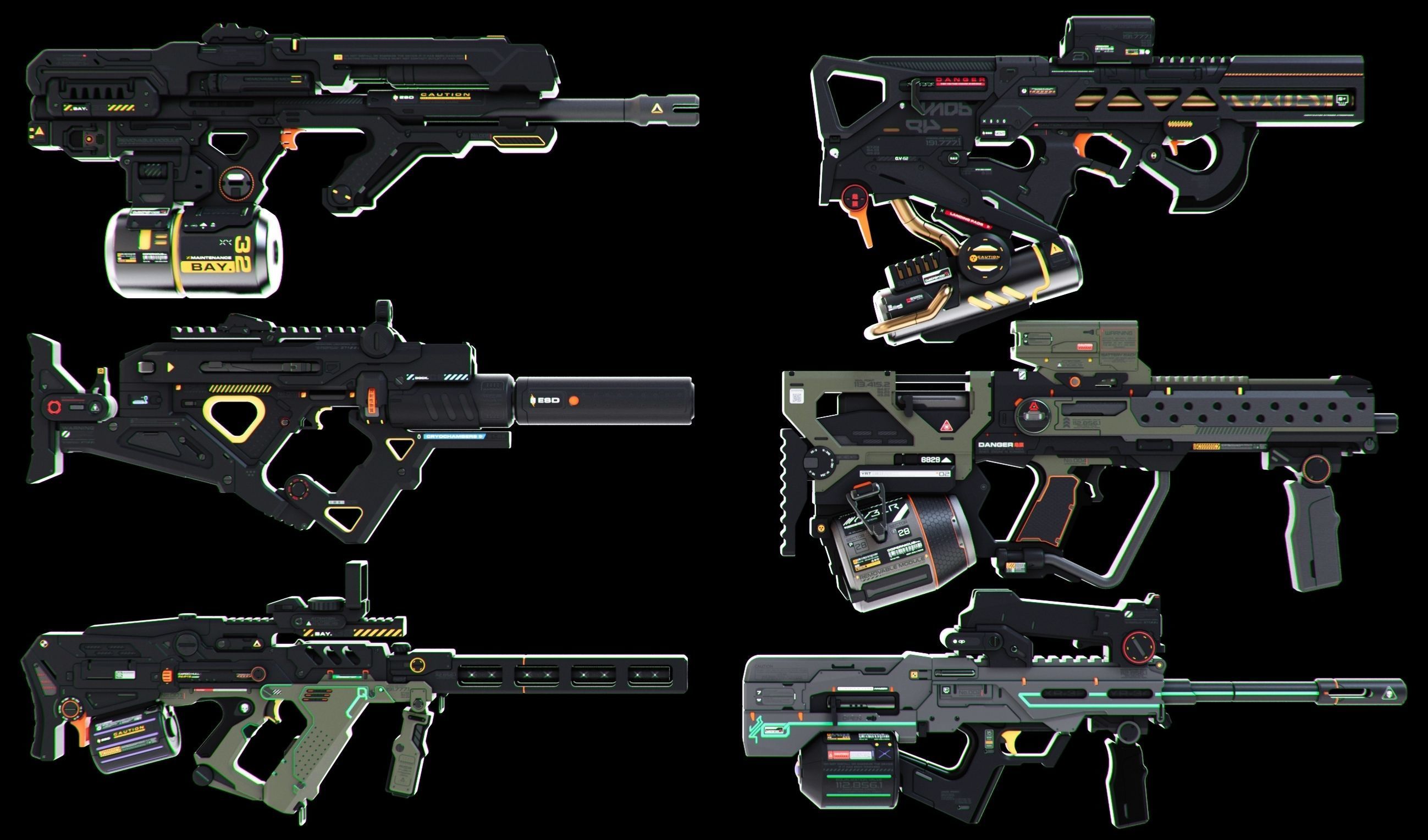 Sci-Fi Rifles Set Kitbash 3D model | CGTrader