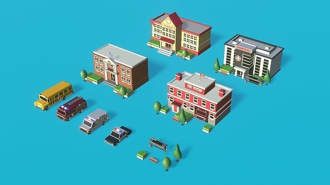 building cartoon 3D model | CGTrader