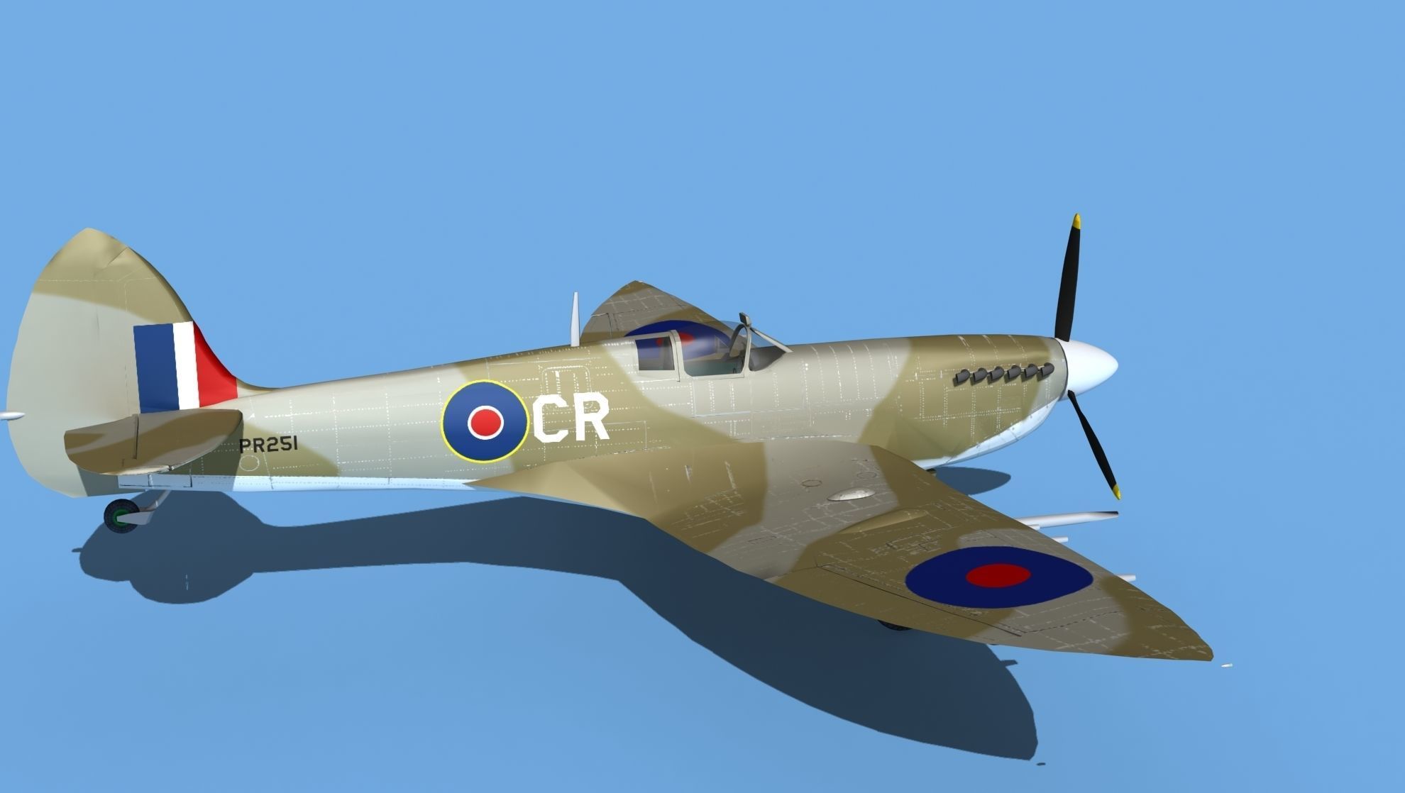 Supermarine Spitfire Mk VIIIb V03 3D model animated | CGTrader