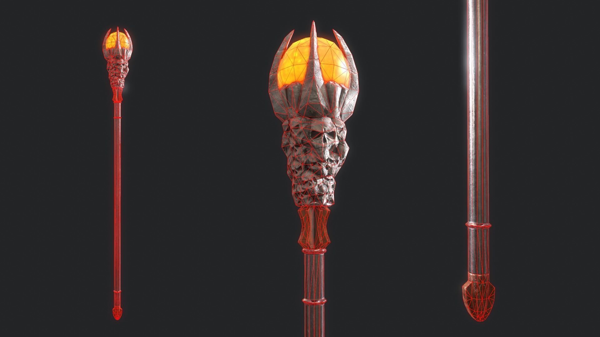 3D model Fantasy Stylish- Staff of Soul Tourturing VR / AR / low-poly ...