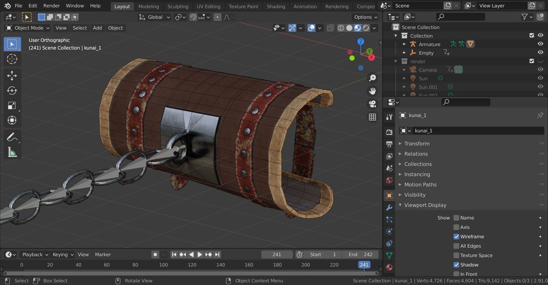 3D model Kunai with chain VR / AR / low-poly | CGTrader