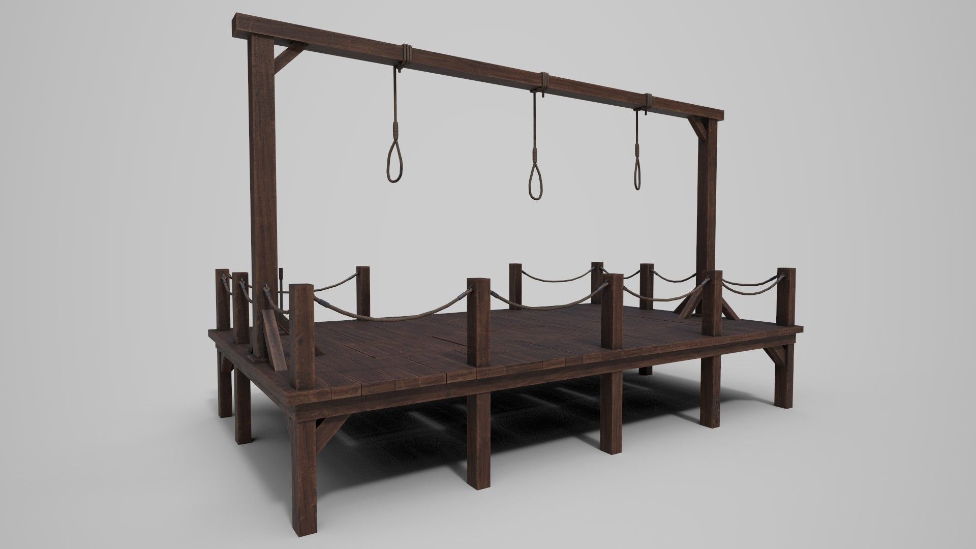 3D model Medieval Triple Gallows VR / AR / low-poly | CGTrader
