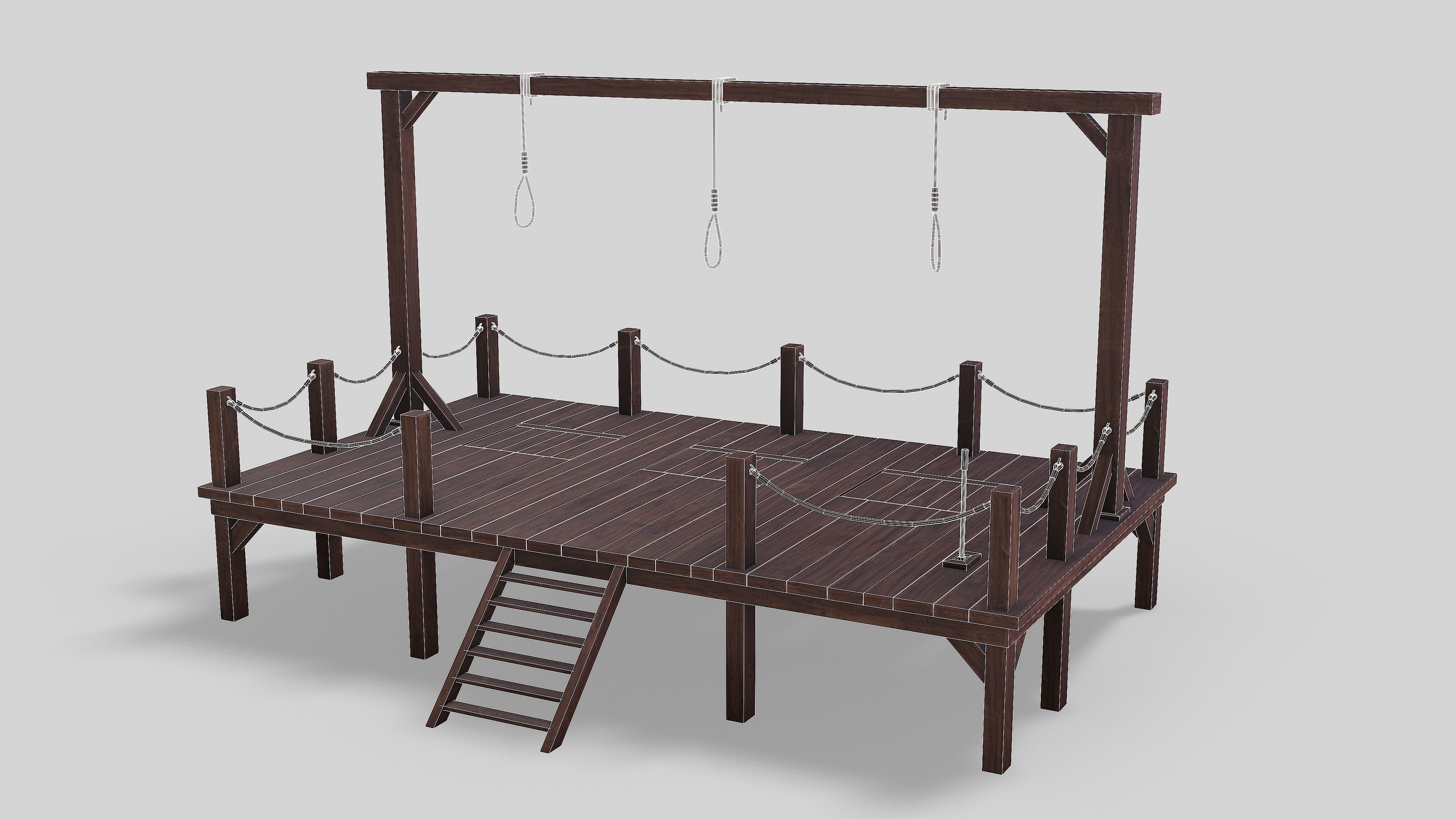 3D model Medieval Triple Gallows VR / AR / low-poly | CGTrader