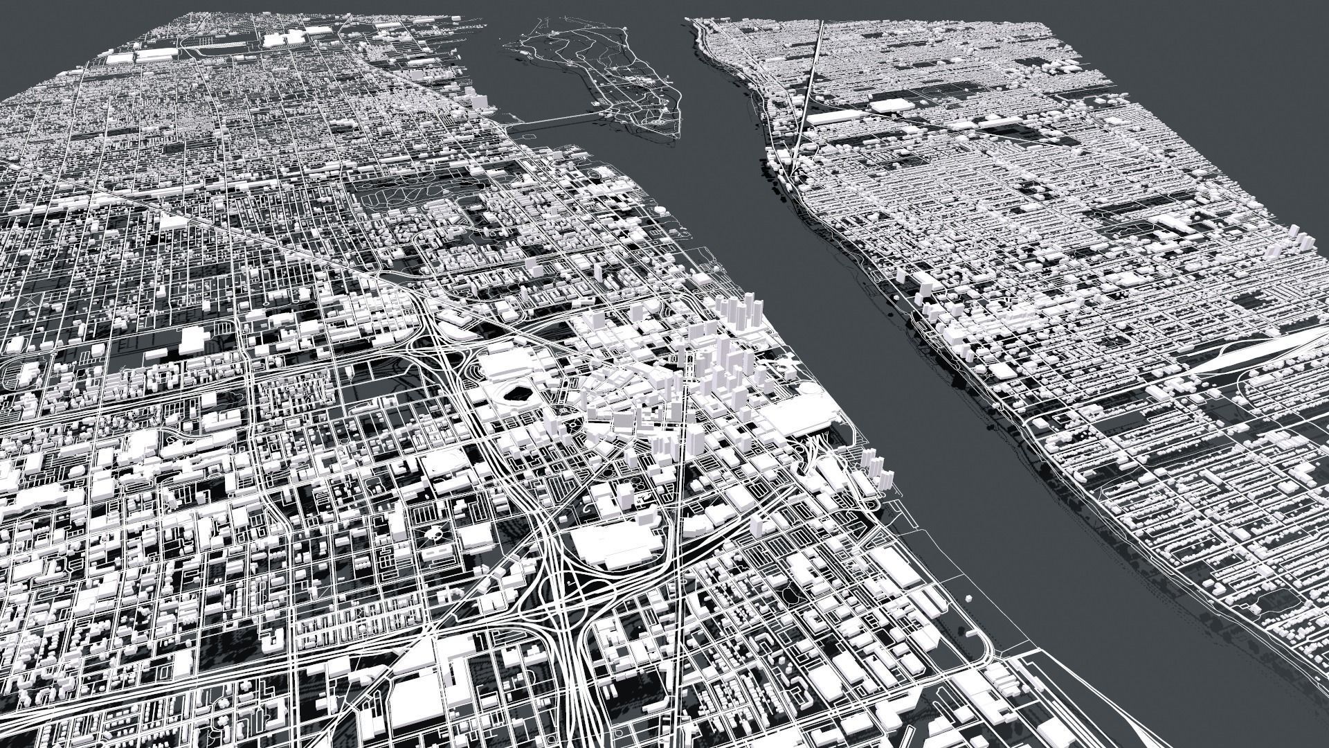 Cityscape Detroit USA 3D model | CGTrader