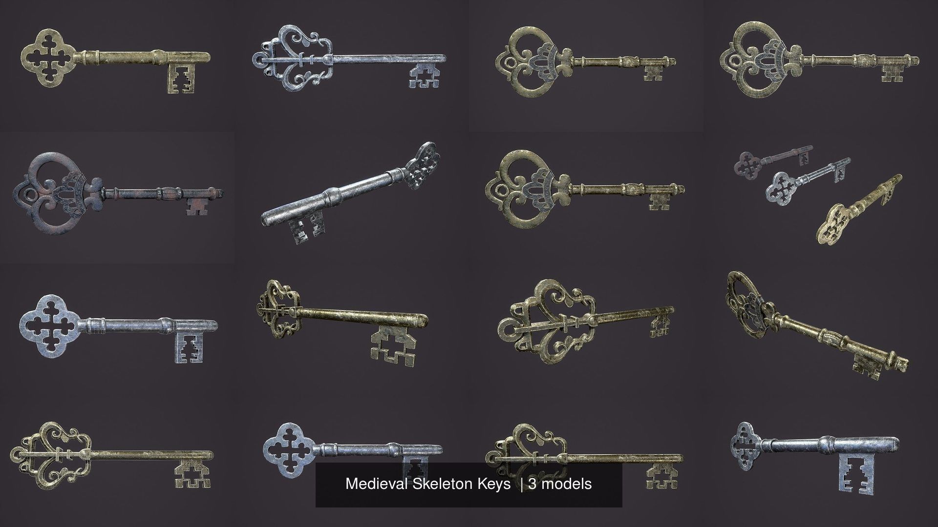 3D Model Collection Medieval Skeleton Keys VR / AR / low-poly | CGTrader
