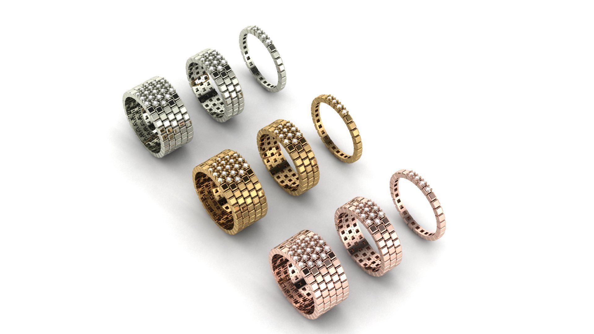 Square rings 3D model 3D printable | CGTrader