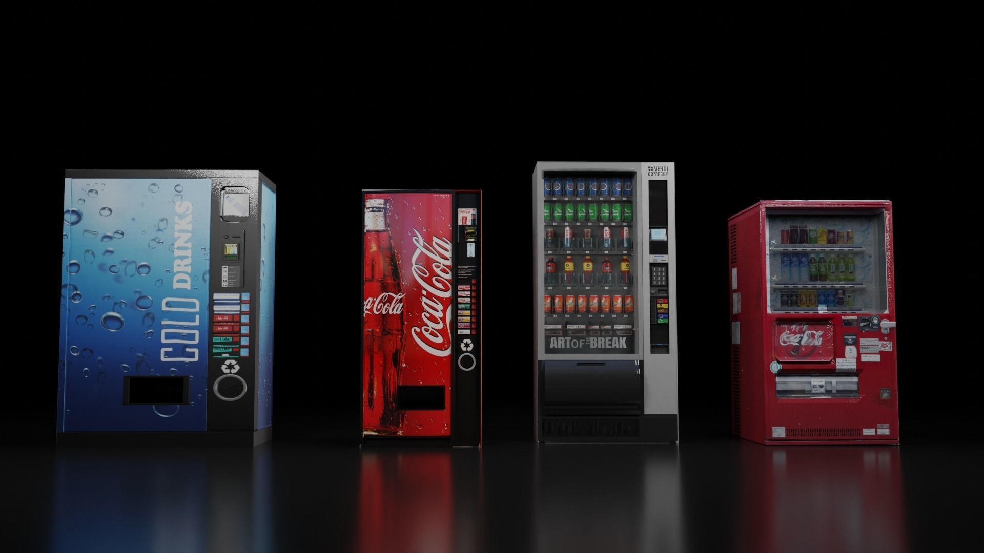 3D model Vending Machine Collection- Pack of 4 VR / AR / low-poly ...