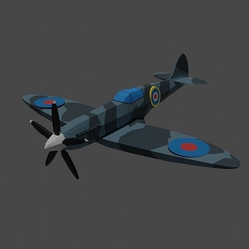 3D model Spitfire Plane Game Assets Low Poly VR / AR / low-poly | CGTrader