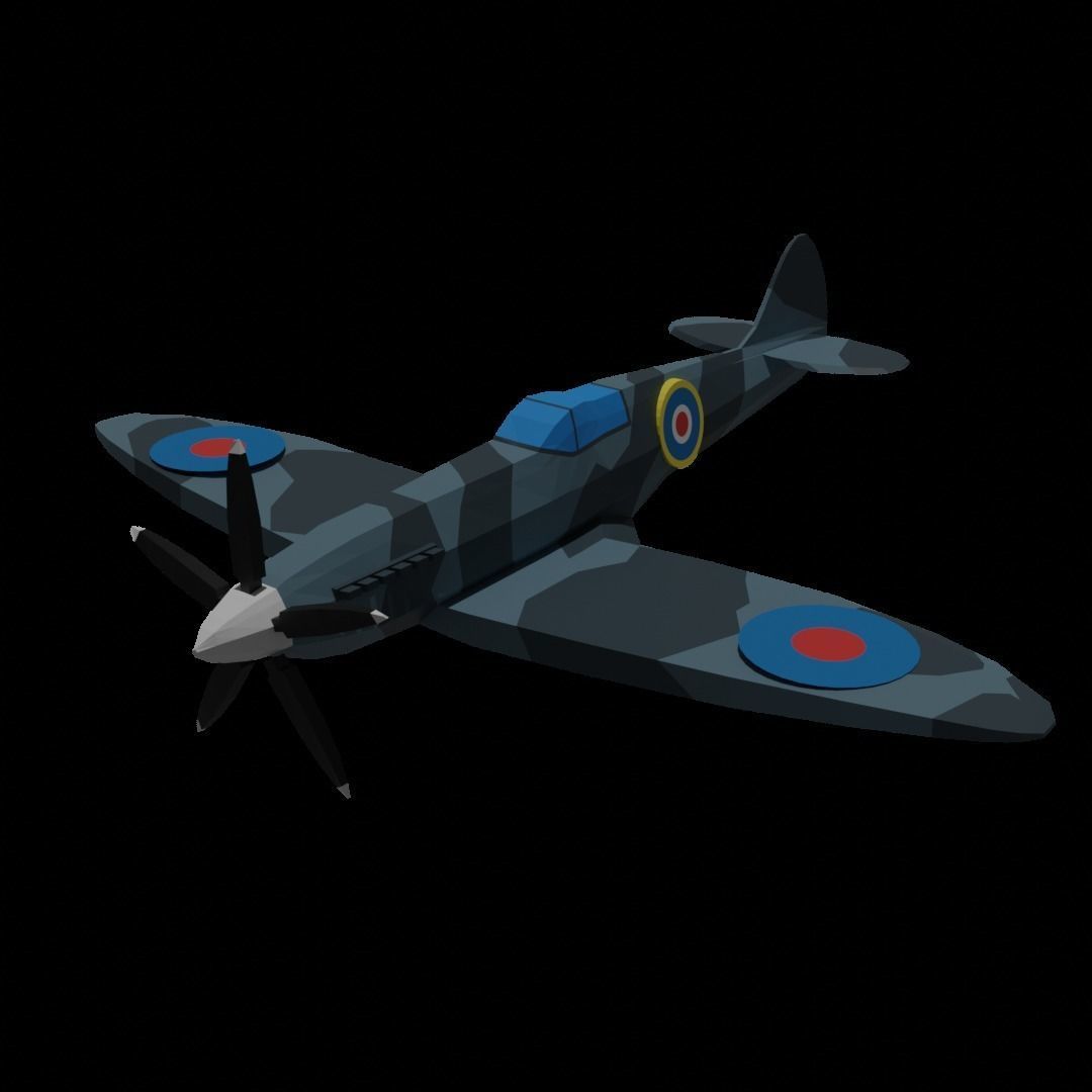 3D model Spitfire Plane Game Assets Low Poly VR / AR / low-poly | CGTrader