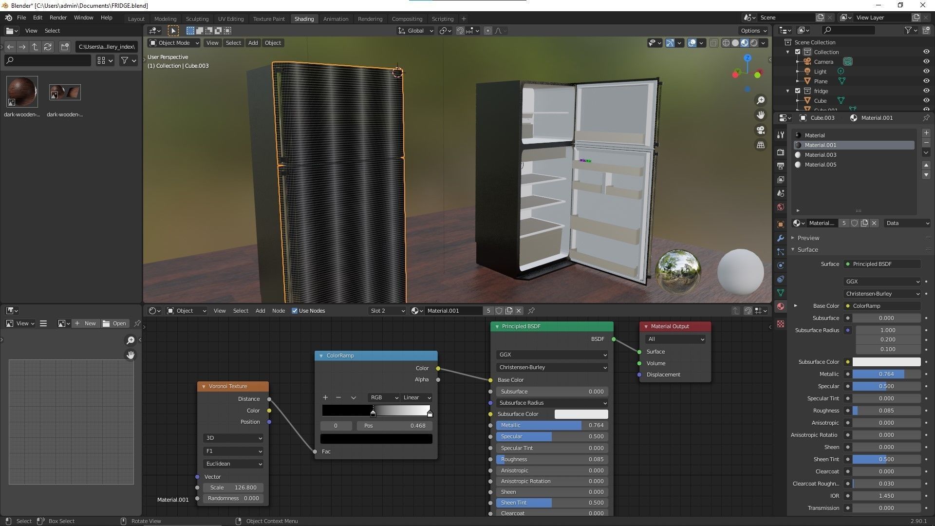 Fridge refrigerator on wooden table free VR / AR / low-poly 3D model ...