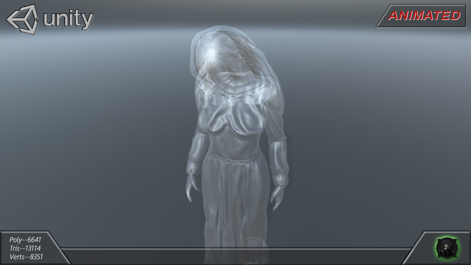 3D model Fantasy character 08--Female ghost VR / AR / low-poly rigged ...