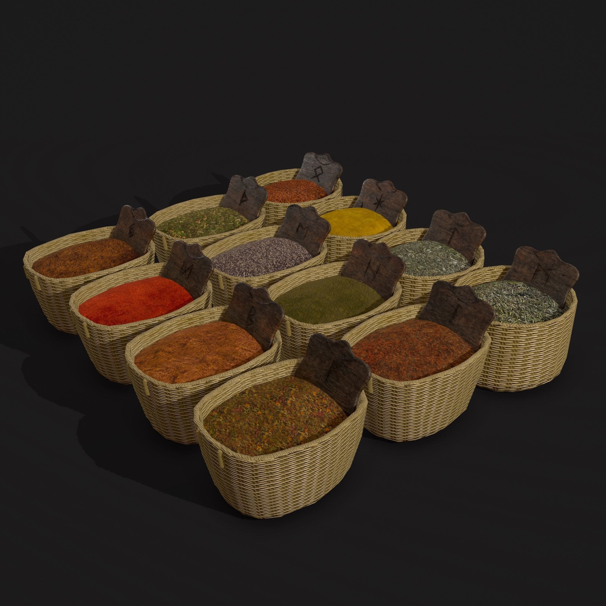 3D model Medieval Spice Baskets VR / AR / low-poly | CGTrader