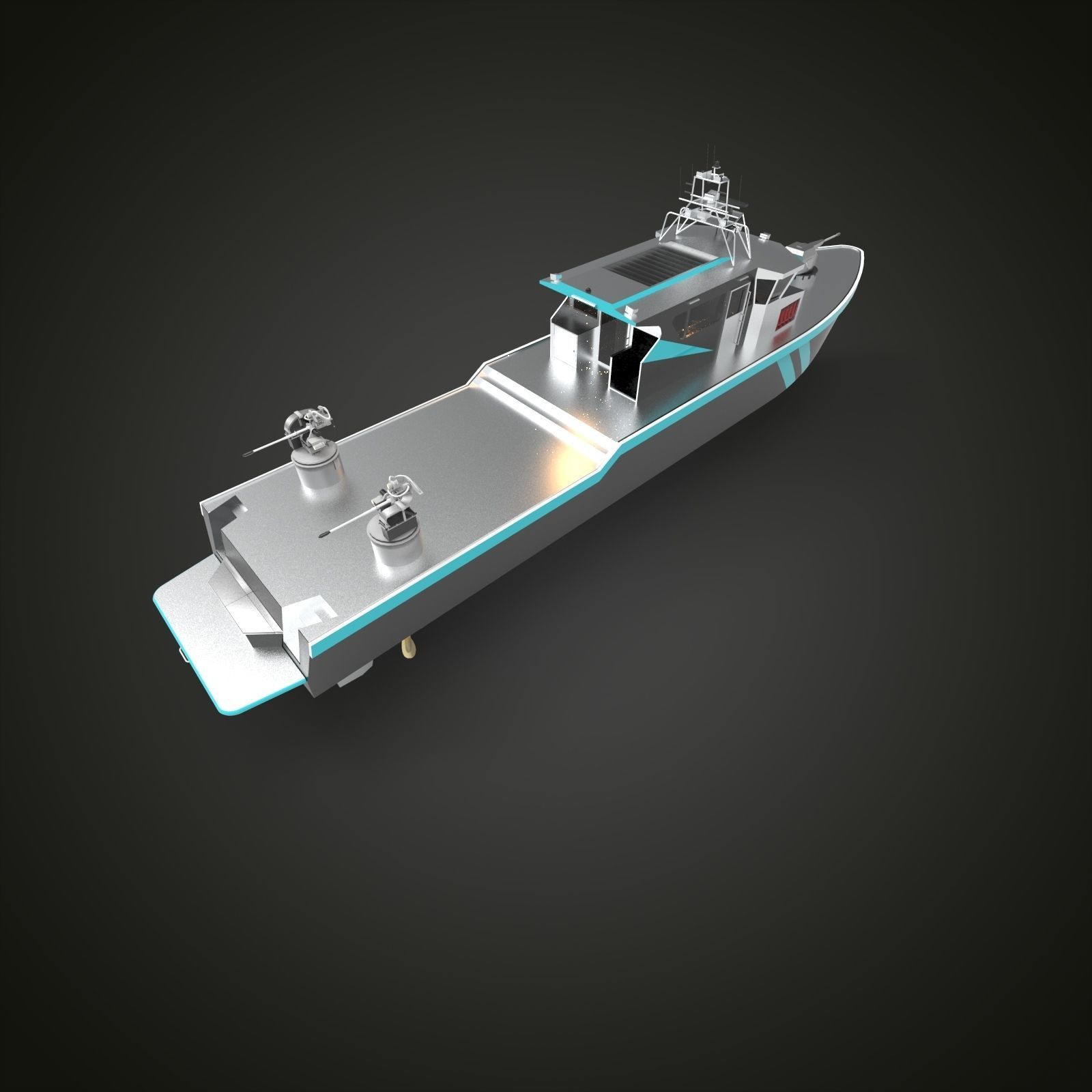 Patrol vessel blue black patrol boat 3D model | CGTrader