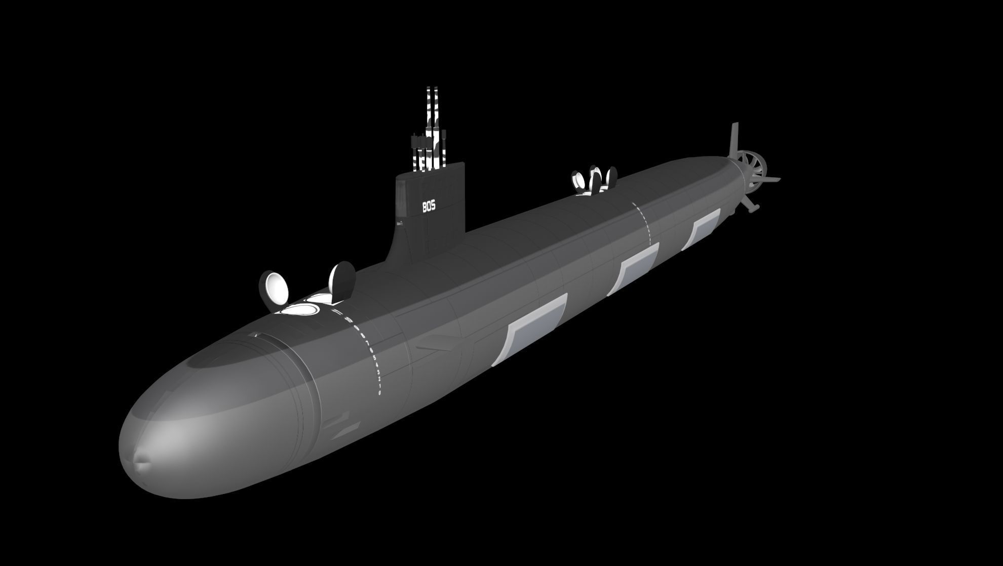 Virginia Class SSGN 805 USS Tang 3D model rigged | CGTrader