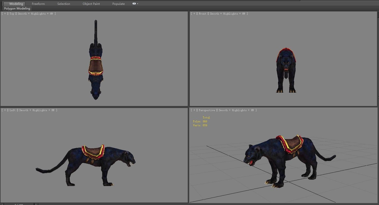 3D model Cartoon black panther mount - Shadow Cheetah VR / AR / low ...