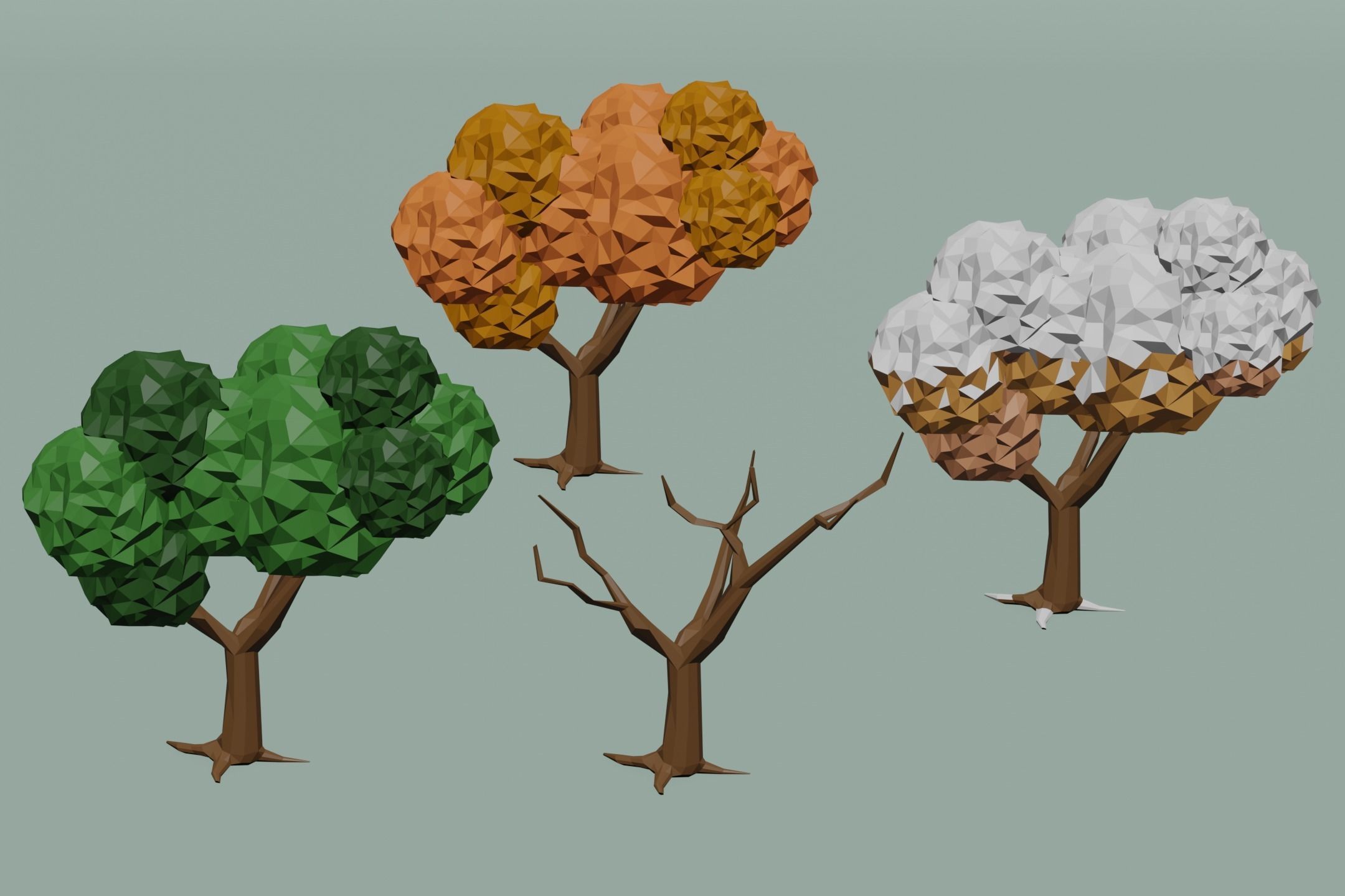 Trees Pack free VR / AR / low-poly 3D model rigged | CGTrader