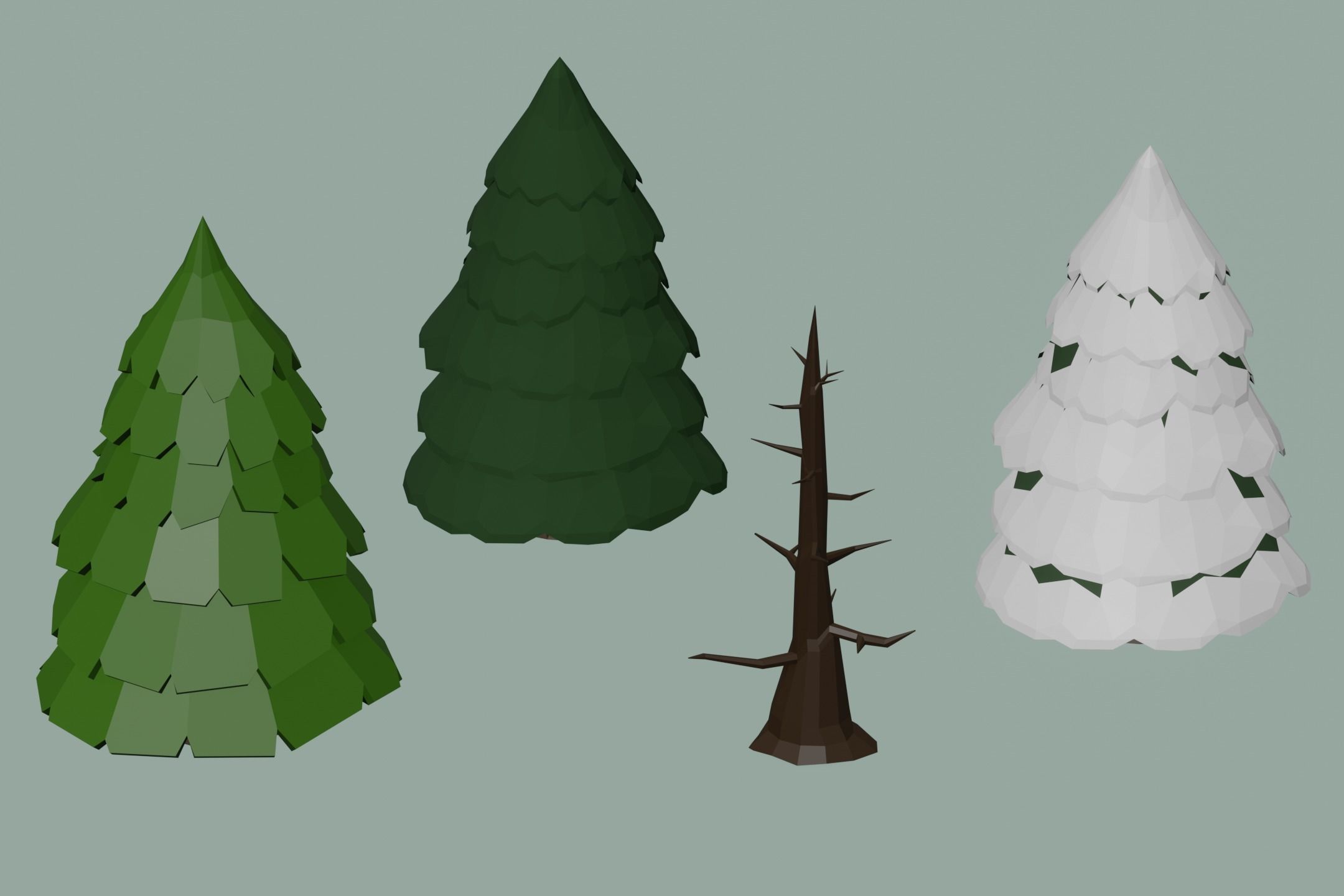 Trees Pack free VR / AR / low-poly 3D model rigged | CGTrader