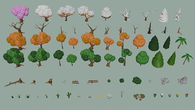 Trees Pack free VR / AR / low-poly 3D model rigged | CGTrader