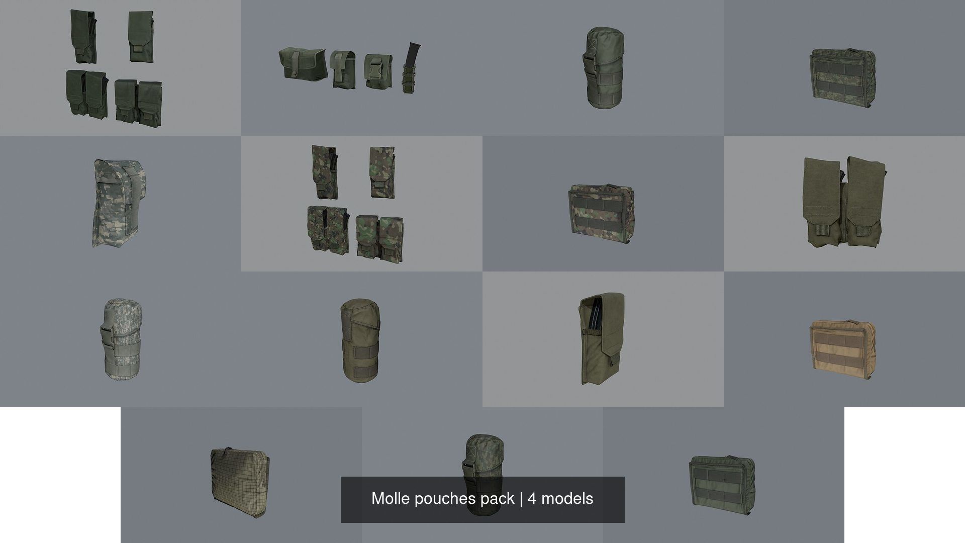 Molle pouches pack 3D Model Collection | CGTrader