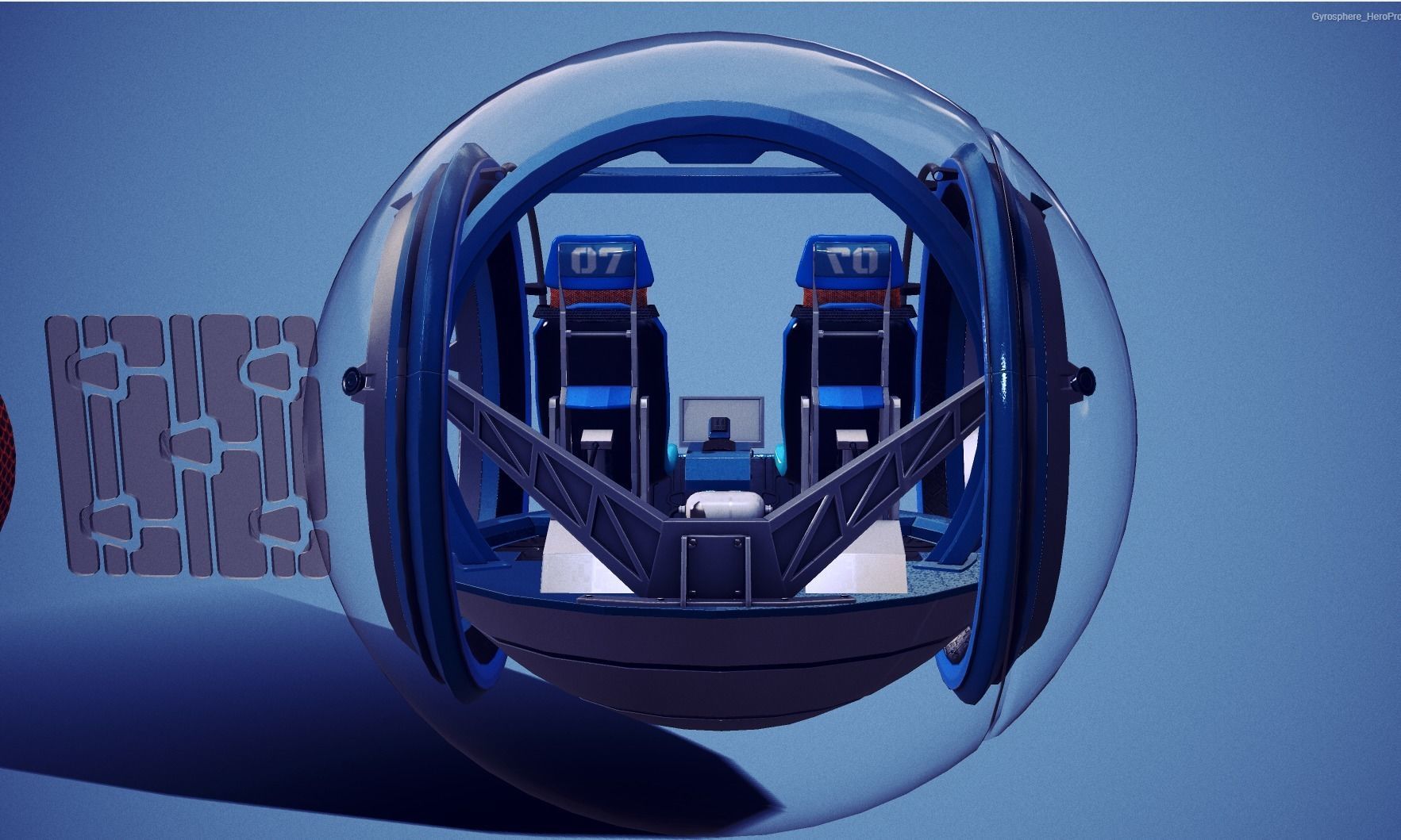 3D model Gyrosphere inside of car with two seats VR / AR / low-poly ...