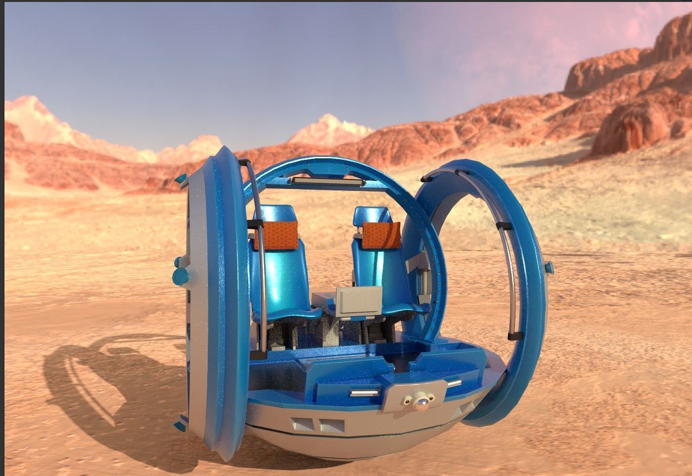 3D model Gyrosphere inside of car with two seats VR / AR / low-poly ...