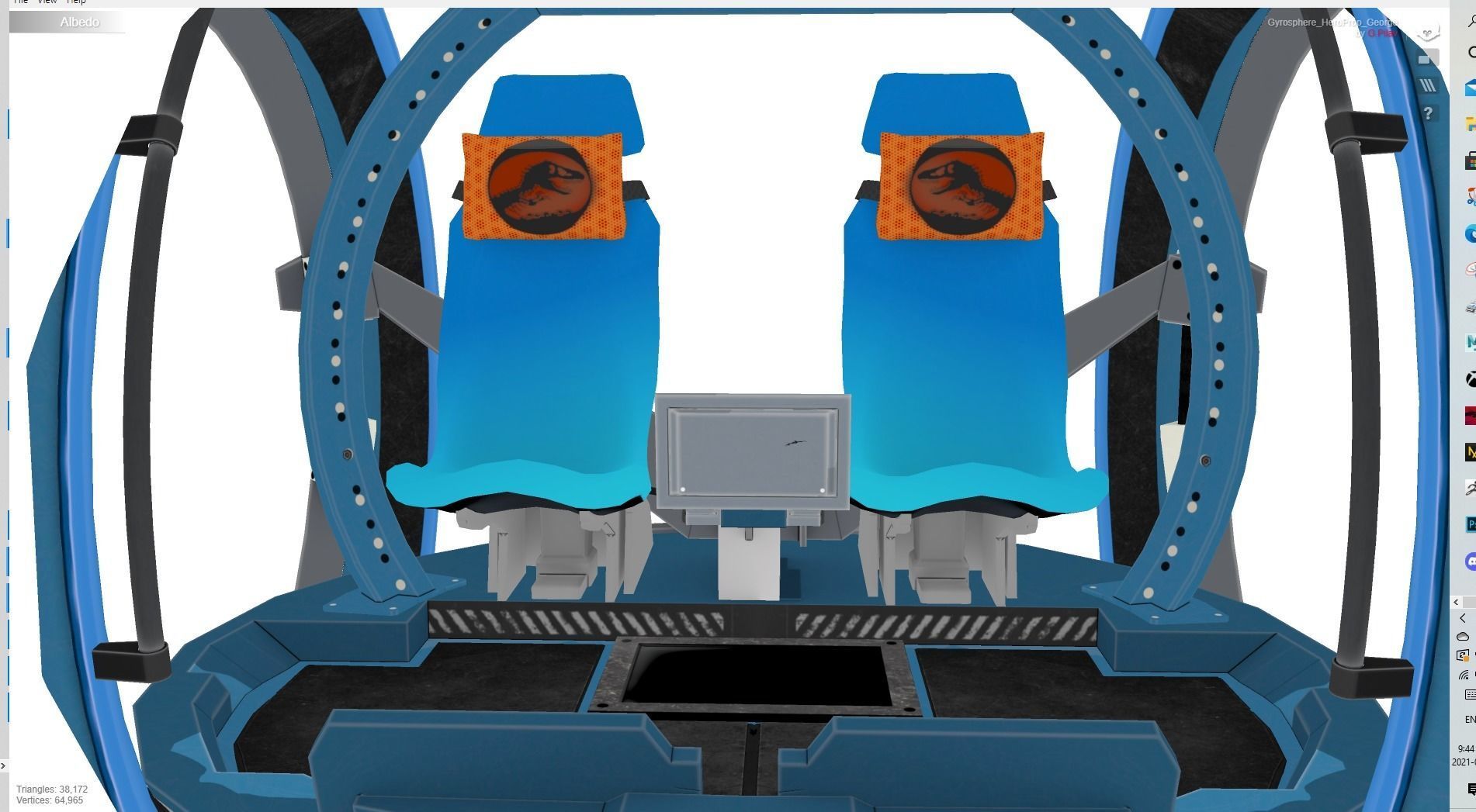 3D model Gyrosphere inside of car with two seats VR / AR / low-poly ...