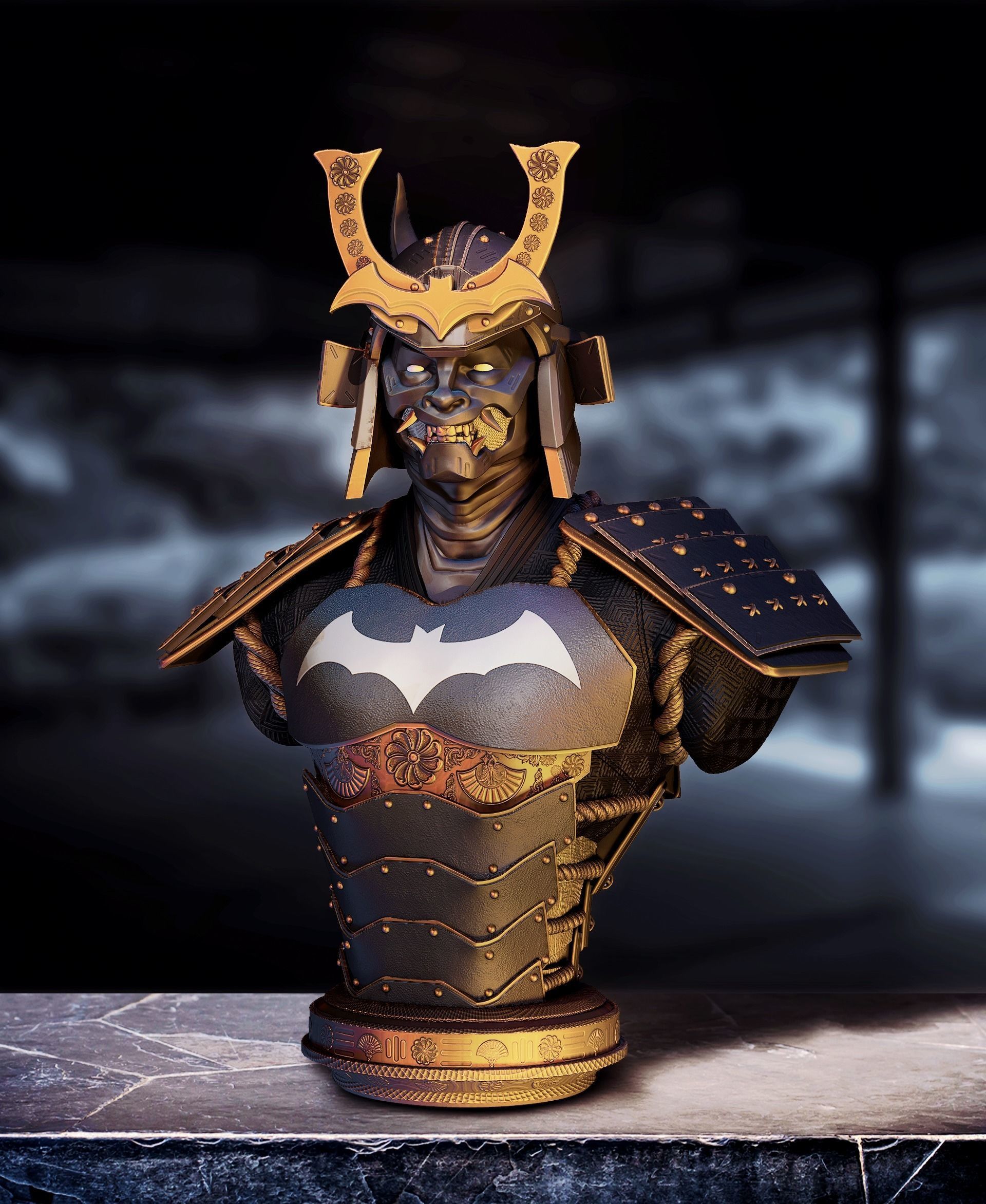 Batman Samurai Bust 3D model 3D printable | CGTrader