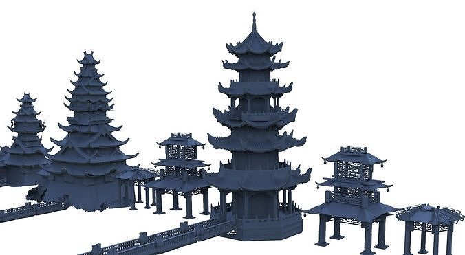 Fantasy Asian Towers Collection 3D model | CGTrader