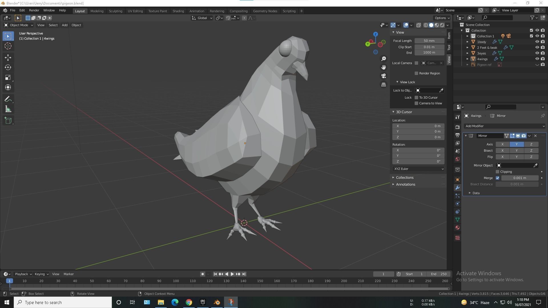 Low-Poly Pigeon free 3D model | CGTrader