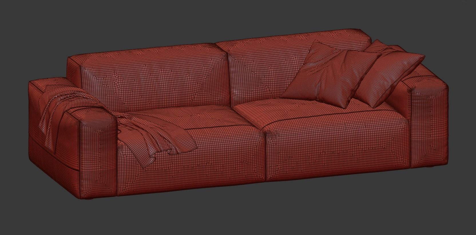 Grey Leather 2seat Cloud Sofa by Prostoria 3D model | CGTrader