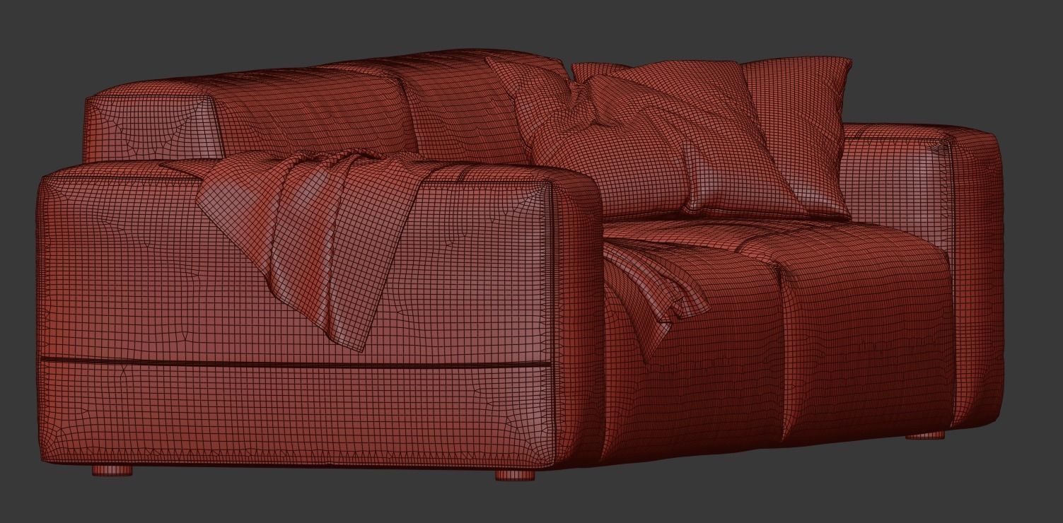 Grey Leather 2seat Cloud Sofa by Prostoria 3D model | CGTrader