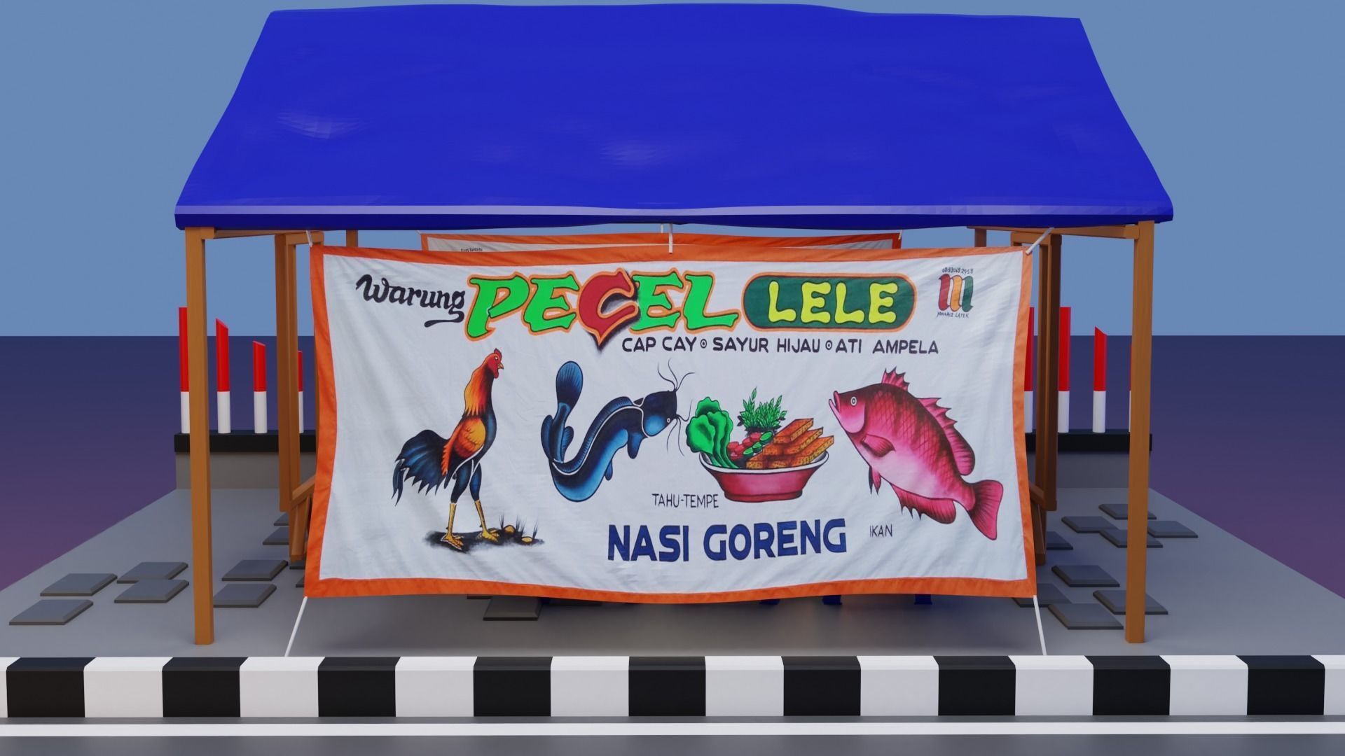 3D model Warung Pecel Lele Lowpoly Isometric VR / AR / low-poly | CGTrader