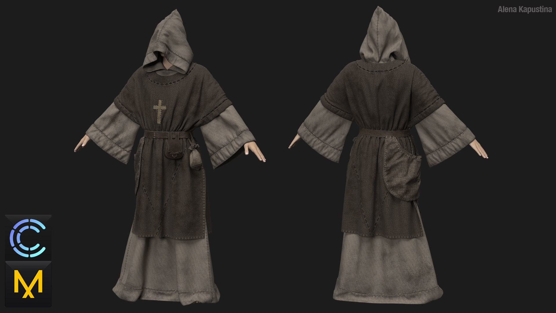 Medieval monk Marvelous Designer project 3D model | CGTrader