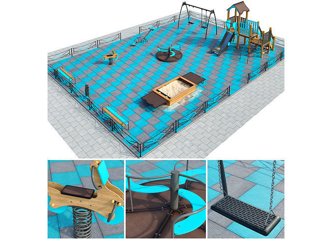 Stylish turquoise playground 3D model | CGTrader