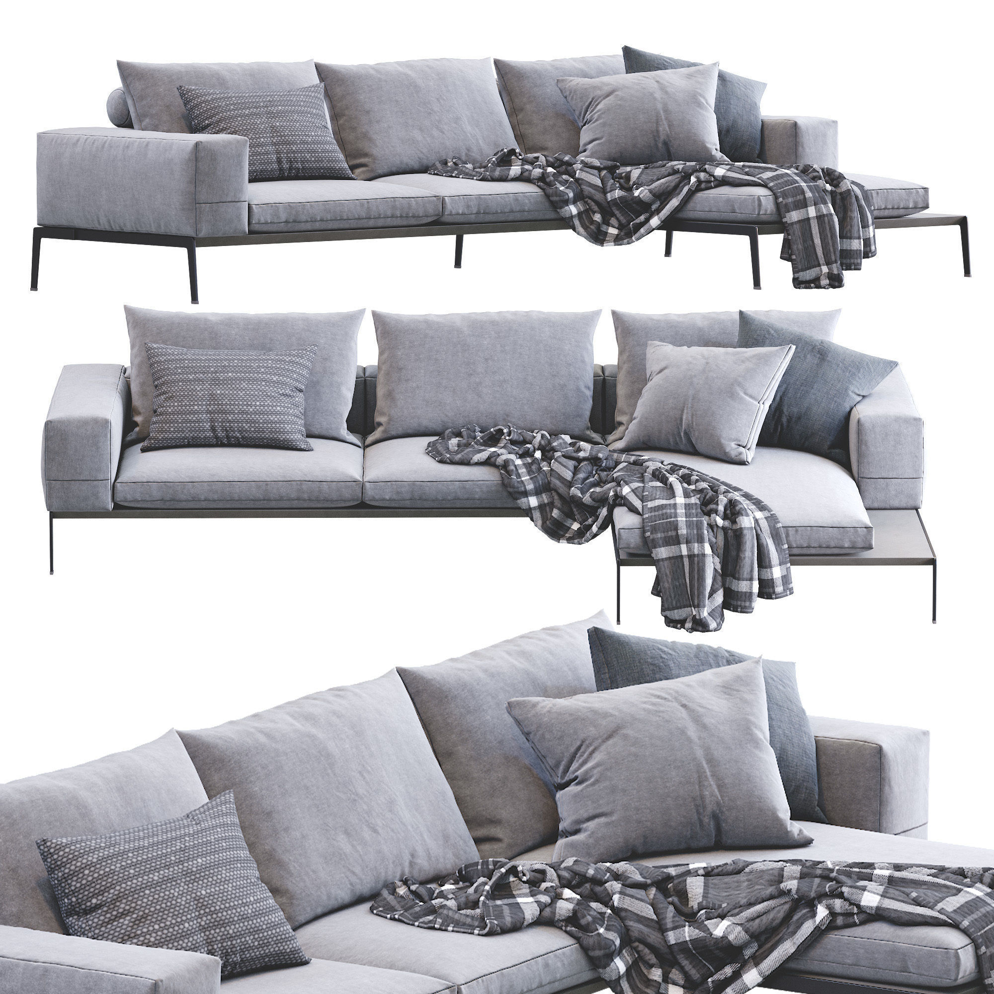 Lifesteel Sofa By Flexform 3D model modern | CGTrader