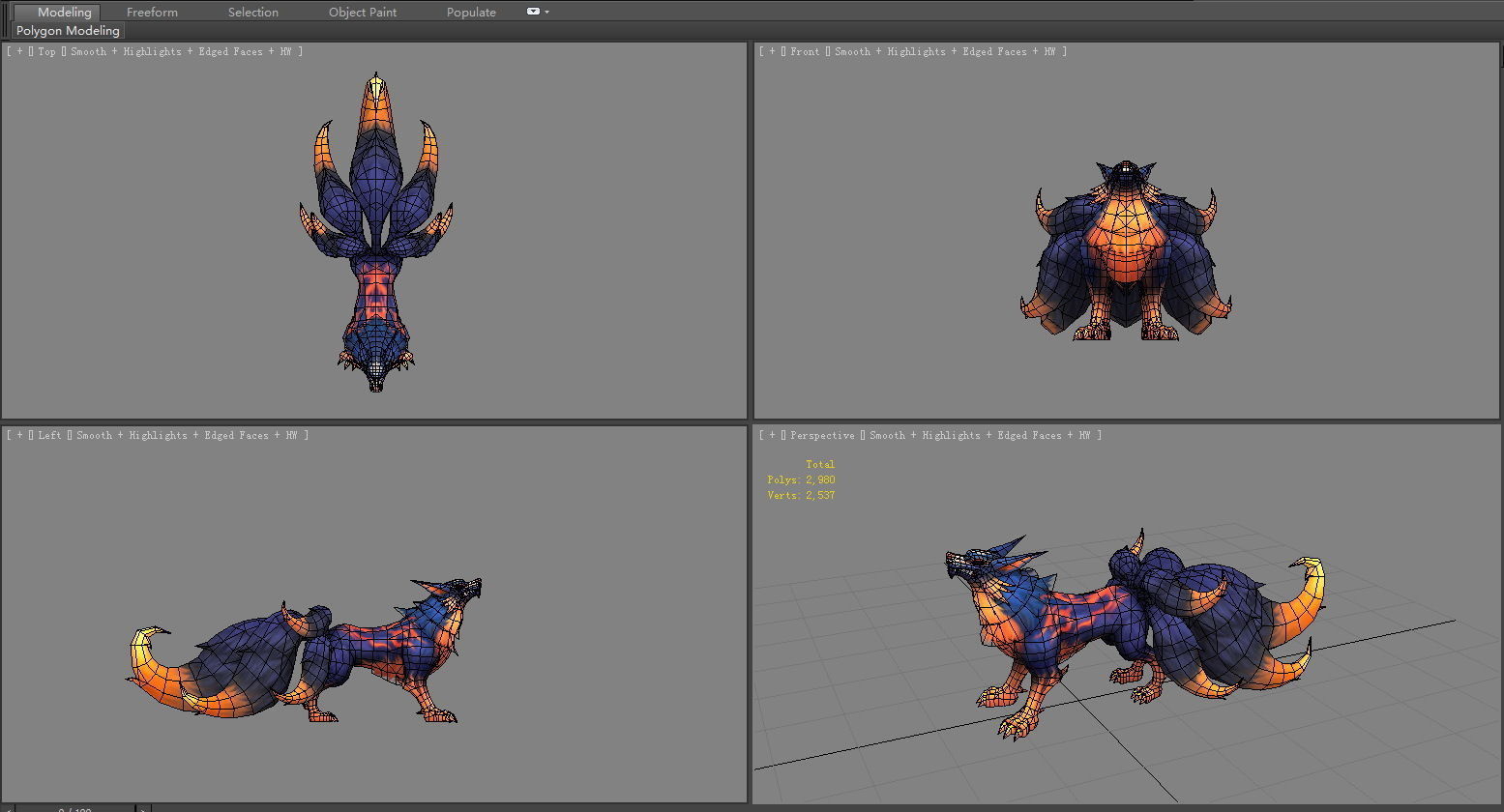 3D model Cartoon seven tail fox - fox monster - FIREfox VR / AR / low ...